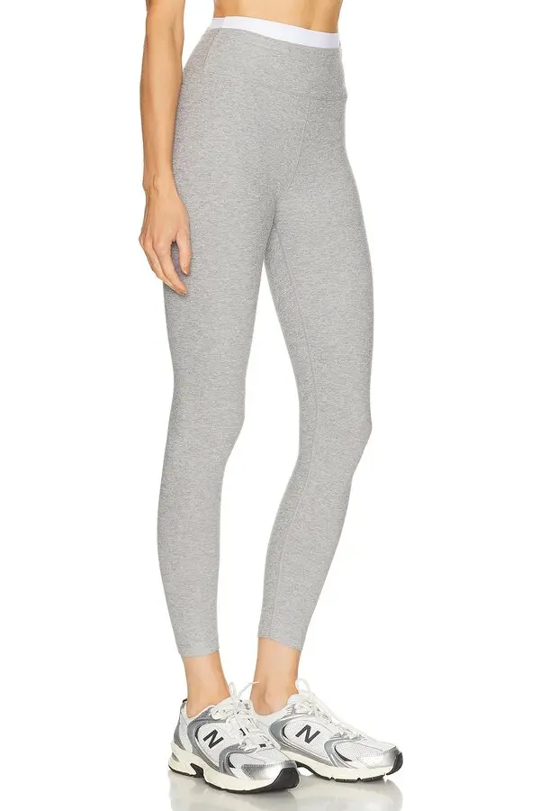 Beyond Yoga Spacedye Layered High Waisted Midi Legging In Light Grey