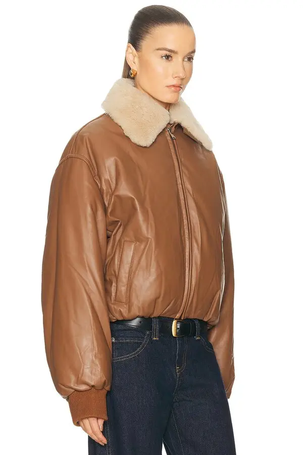 AEXAE Leather Bomber Jacket