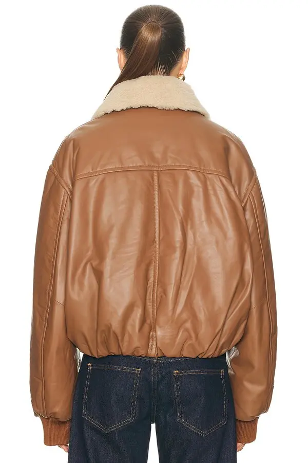AEXAE Leather Bomber Jacket