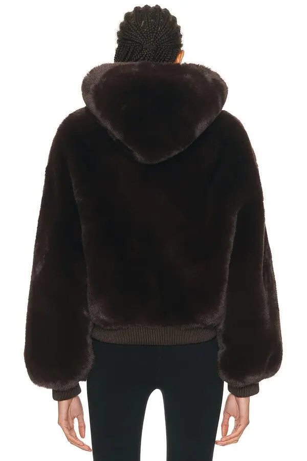 Skims Faux Fur Zip Up Jacket - Espresso - 40% Off | Editorialist