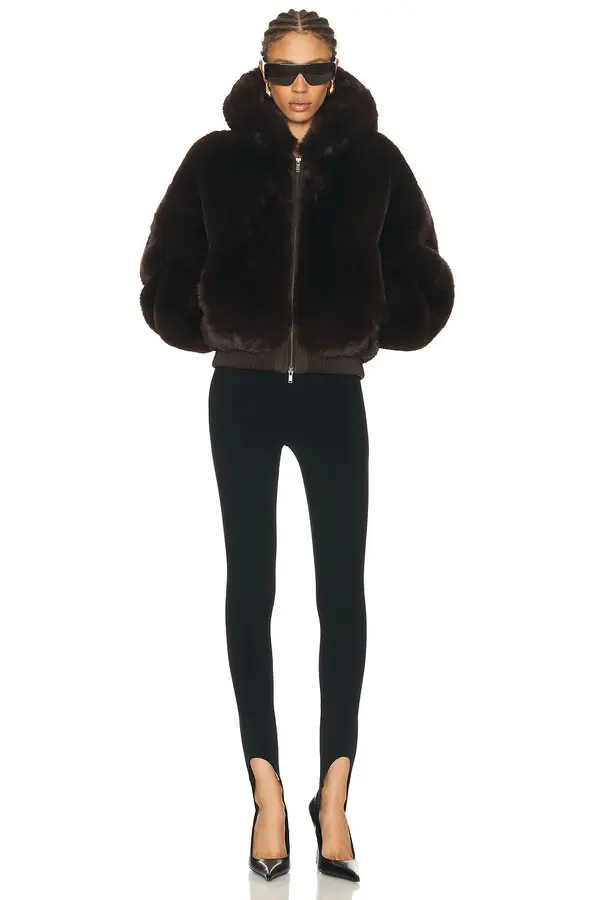 Skims Faux Fur Zip Up Jacket - Espresso - 40% Off | Editorialist