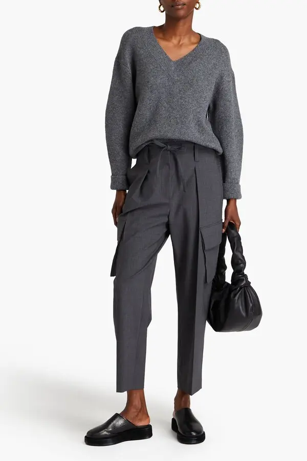 Brunello Cucinelli Cropped Wool-blend Crepe Cargo Pants