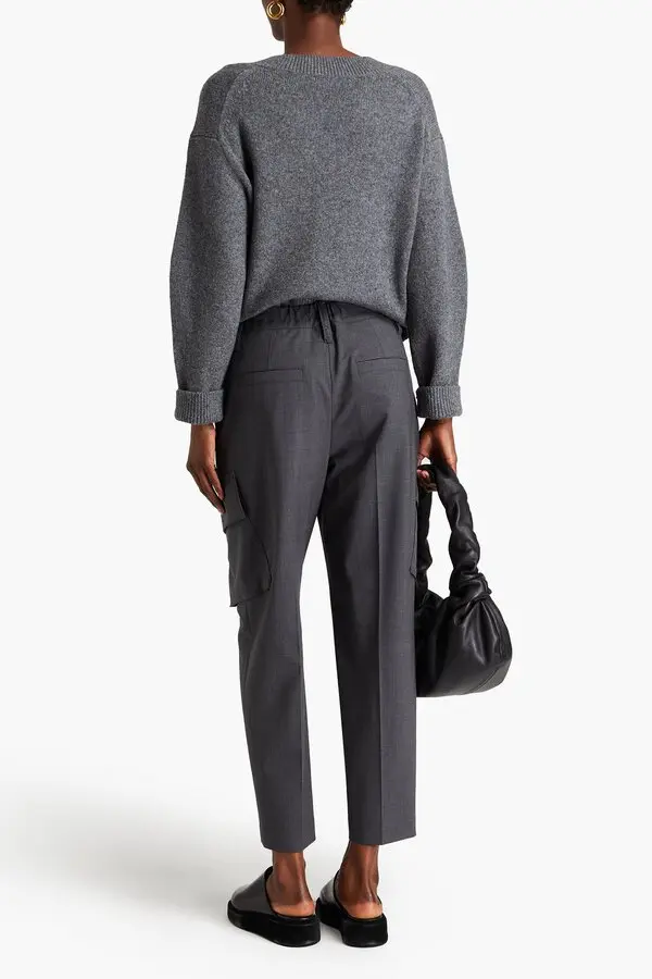 Brunello Cucinelli Cropped Wool-blend Crepe Cargo Pants