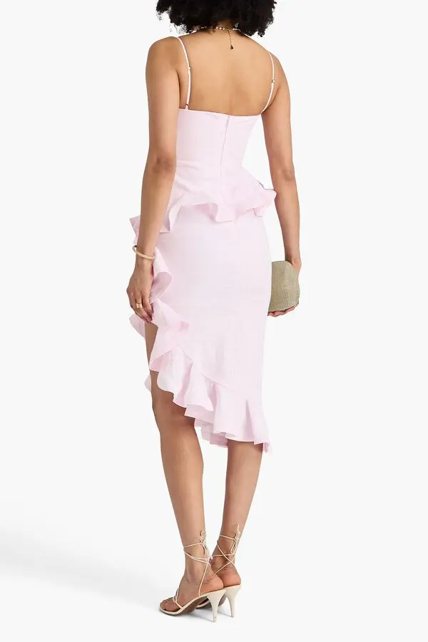 Buy Zimmermann Asymmetric Ruffled Linen Dress - Baby Pink At 50% Off |  Editorialist