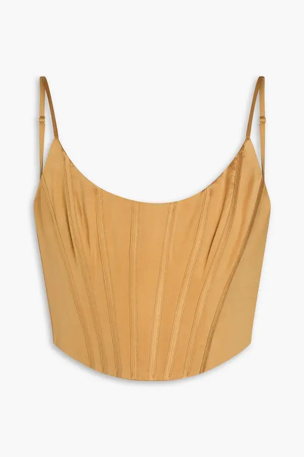 Zimmermann Cropped Silk-satin Bustier Top - Mustard