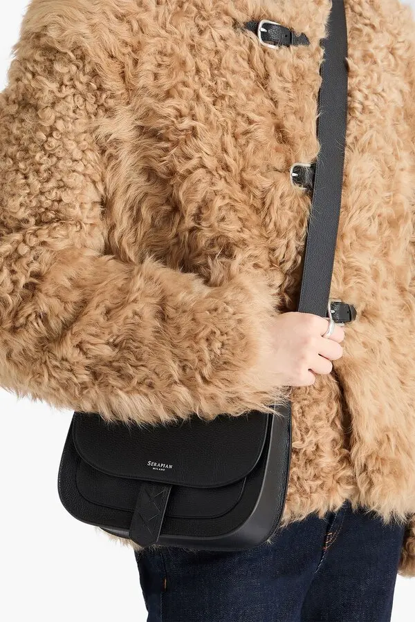 SERAPIAN Luna Pebbled-leather Crossbody Bag