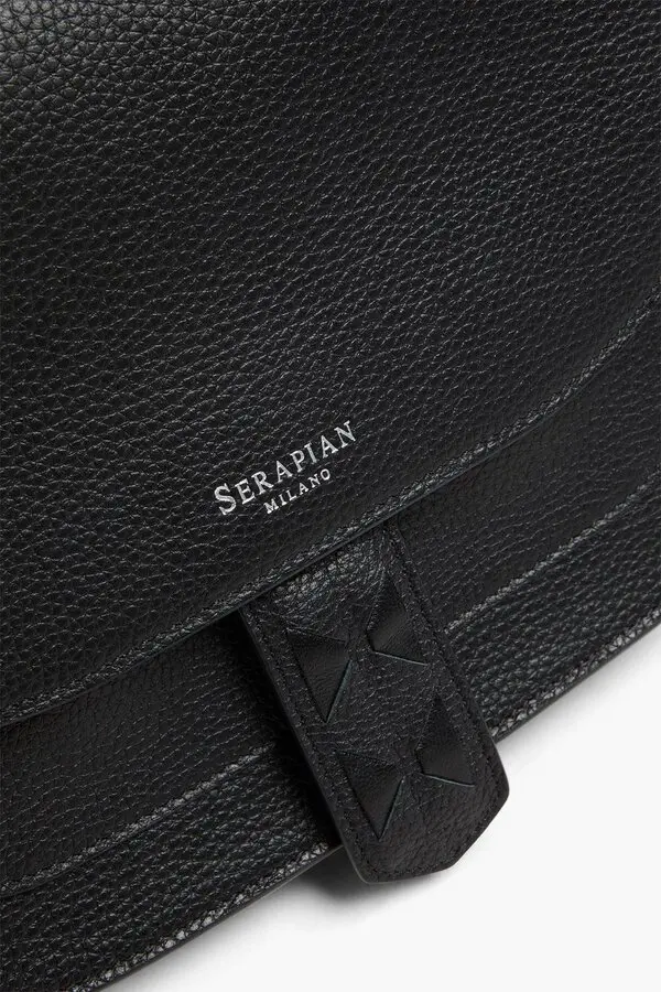 SERAPIAN Luna Pebbled-leather Crossbody Bag