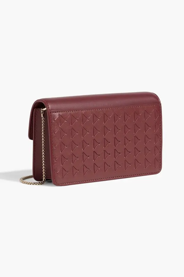 SERAPIAN Mosaico Woven Leather And Suede Clutch - Claret