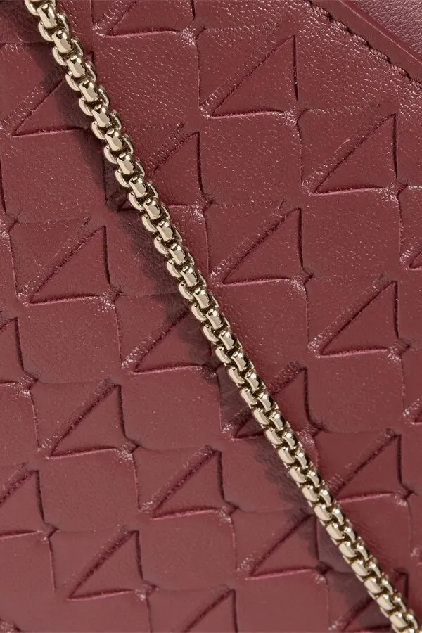 SERAPIAN Mosaico Woven Leather And Suede Clutch - Claret