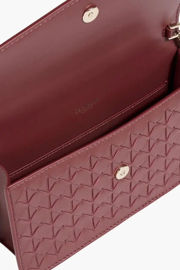 SERAPIAN Mosaico Woven Leather And Suede Clutch - Claret