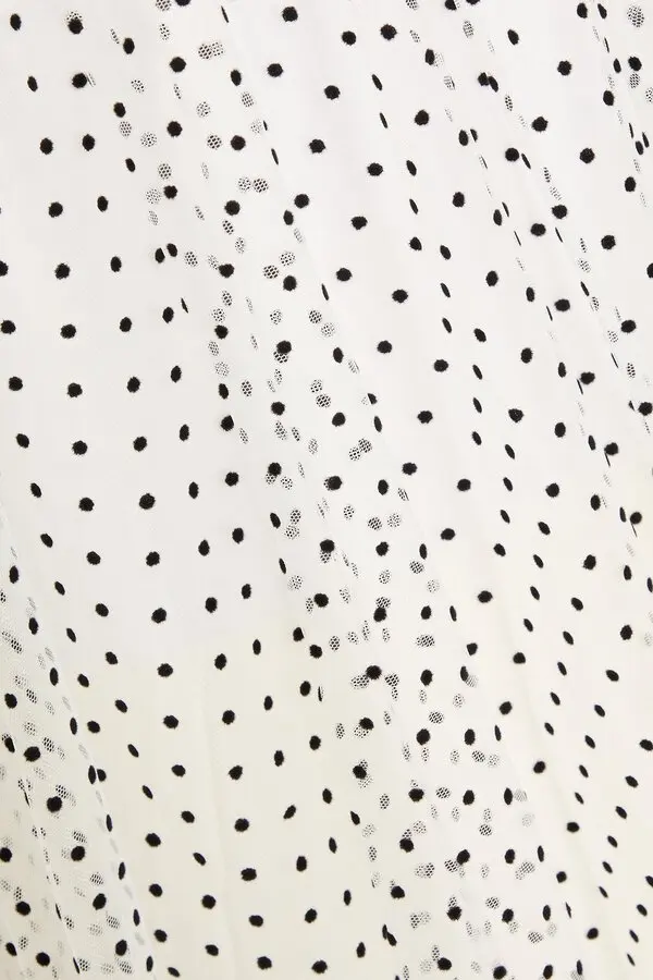 Zimmermann Polkadot Flocked Pleated Tulle Maxi Skirt