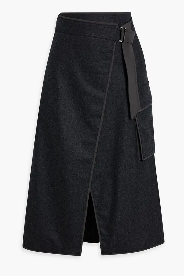 Brunello Cucinelli Wool-flannel Midi Wrap Skirt