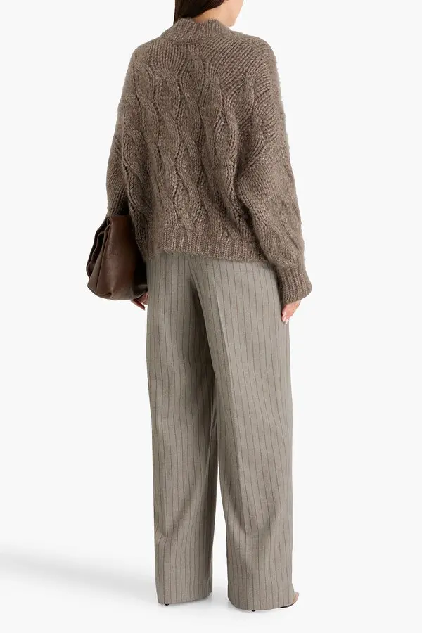 Brunello Cucinelli Striped Wool-flannel Wide-leg Pants