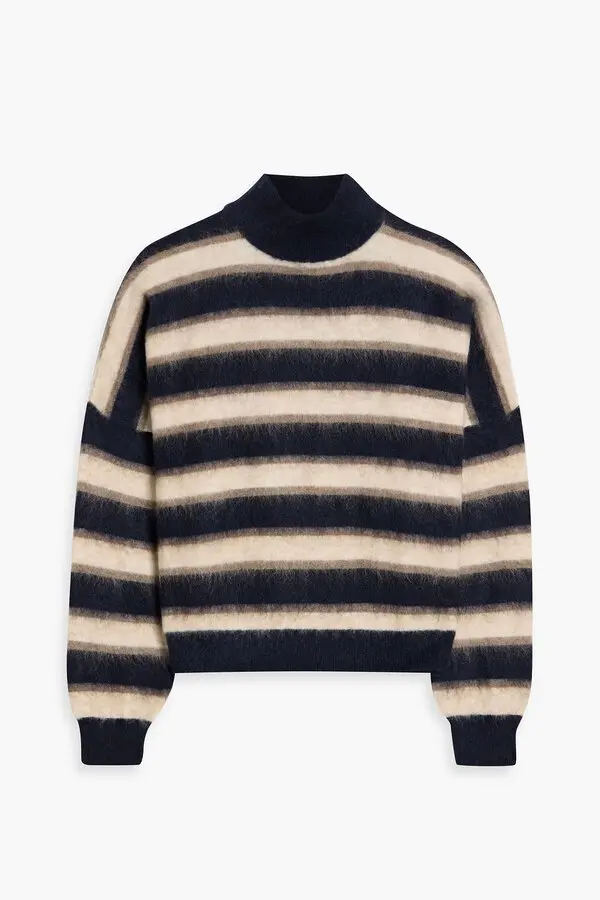 Brunello Cucinelli Brushed Striped Turtleneck Sweater