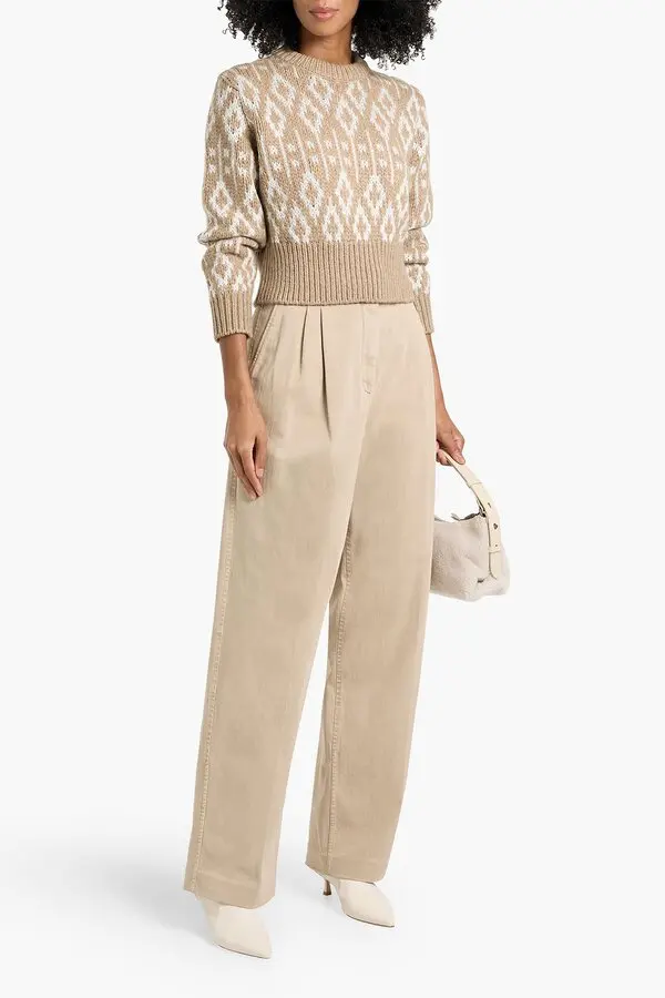 Brunello Cucinelli Sequin-embellished Fair Isle Cashmere Sweater - Neutral