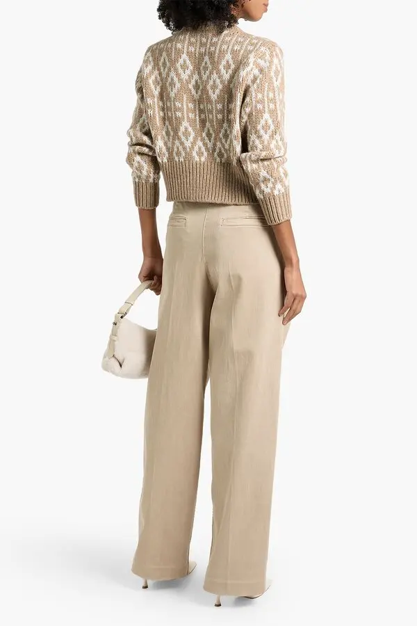 Brunello Cucinelli Sequin-embellished Fair Isle Cashmere Sweater - Neutral