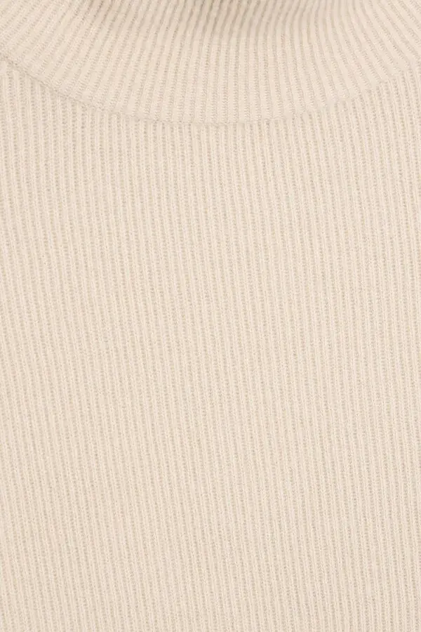 Brunello Cucinelli Bead-embellished Ribbed Cashmere Turtleneck Sweater - Beige