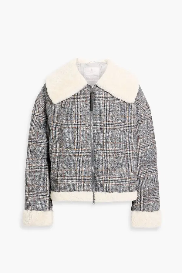 Brunello Cucinelli Quilted Checked Wool-blend Tweed Down Jacket