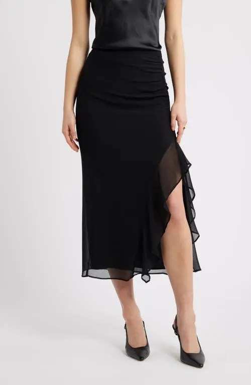 OPEN EDIT Ruffle Chiffon Midi Skirt
