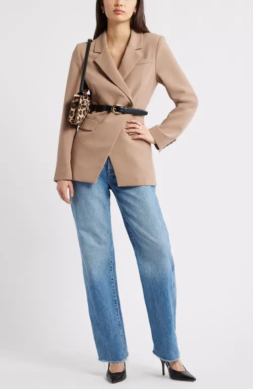 OPEN EDIT The Icon Asymmetric Fitted Blazer - Tan Portabella