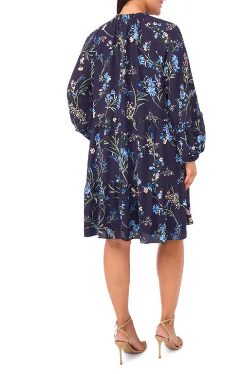 CECE DUPRAZ Floral Long Sleeve Babydoll Dress