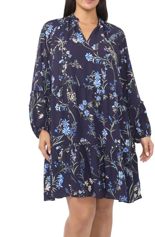 CECE DUPRAZ Floral Long Sleeve Babydoll Dress