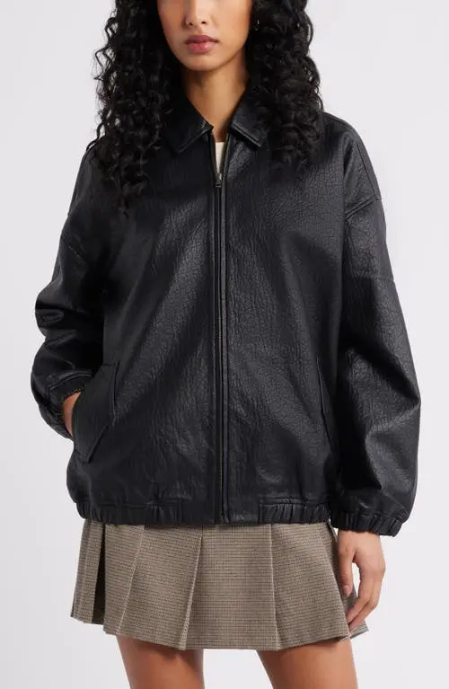 OPEN EDIT Oversized Faux Leather Jacket - Black