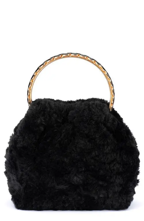 OLGA BERG Faux Fur Top Handle Bag