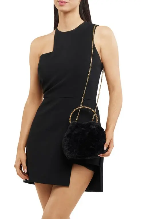 OLGA BERG Faux Fur Top Handle Bag