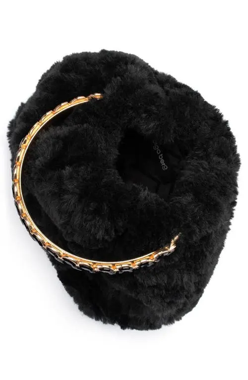 OLGA BERG Faux Fur Top Handle Bag