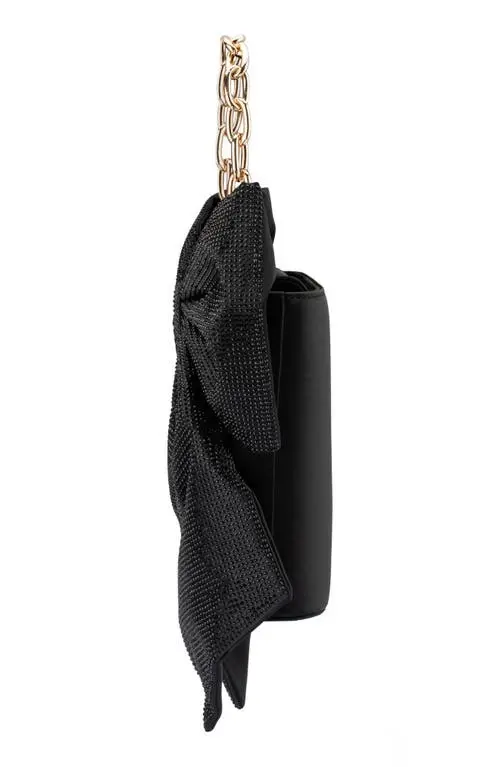 OLGA BERG Drew Crystal Bow Top Handle Bag