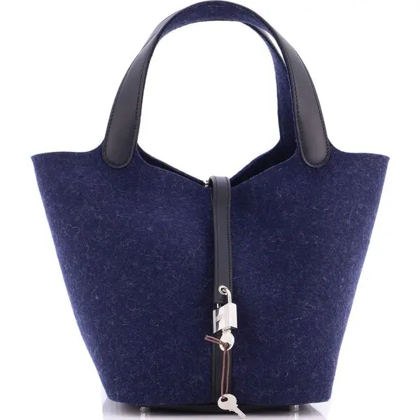 HERMES Picotin Lock Bag Felt With Leather Mm - Bleu Nuit