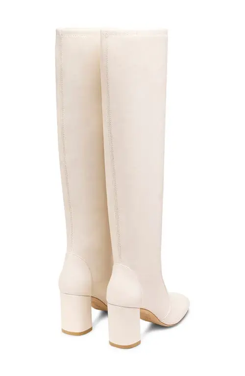 STUART WEITZMAN Lucie Knee High Block Heel Boots - Cream.