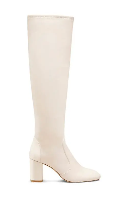 STUART WEITZMAN Lucie Knee High Block Heel Boots - Cream.