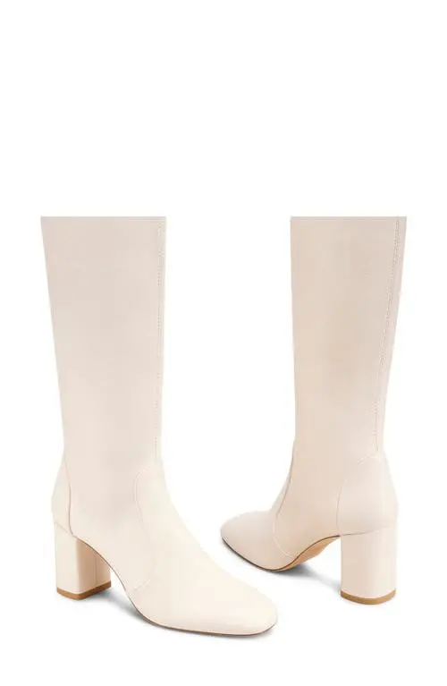 STUART WEITZMAN Lucie Knee High Block Heel Boots - Cream.
