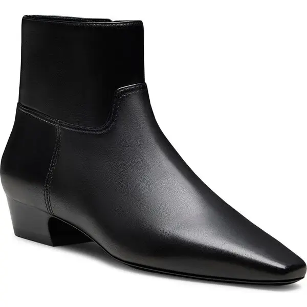STUART WEITZMAN Stassi Zip Leather Booties - Black