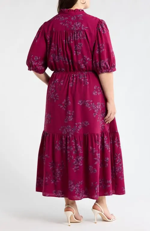 SUGARLIPS Floral Print Pintuck Pleat Maxi Dress