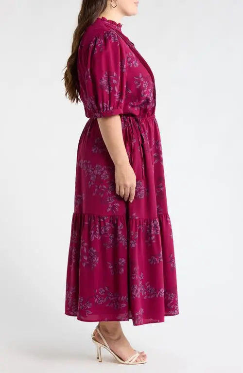 SUGARLIPS Floral Print Pintuck Pleat Maxi Dress