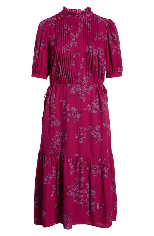 SUGARLIPS Floral Print Pintuck Pleat Maxi Dress