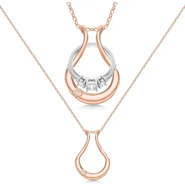 EMILY C Original Bezel Ring Holder Necklace - Rosegold