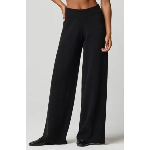 FLORENCE BY MILLS Chenille Wide Leg Pants - Black