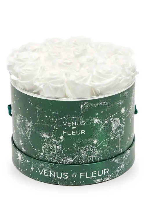 Venus Et Fleur Small Round Holiday Zodiac Eternity Roses® - White