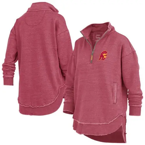 PRESSBOX Usc Trojans Northfork Sojourn Poncho Quarter-zip Sweatshirt - Cardinal