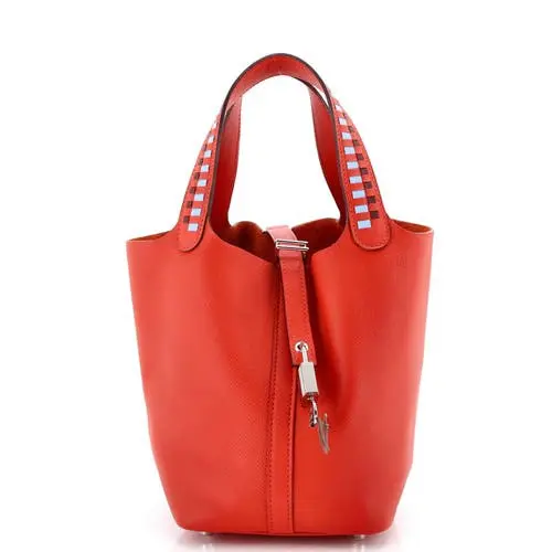 Hermès Picotin Lock Bag Tressage Epsom Pm - Red