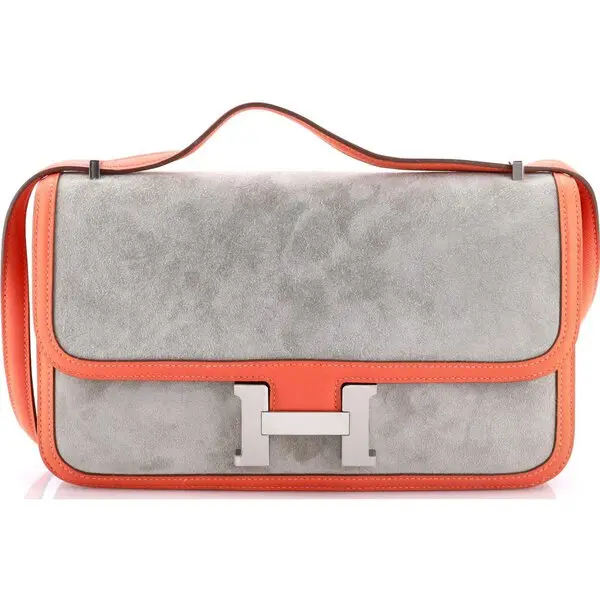 HERMES Constance Elan Bag Doblis Suede With Swift 25