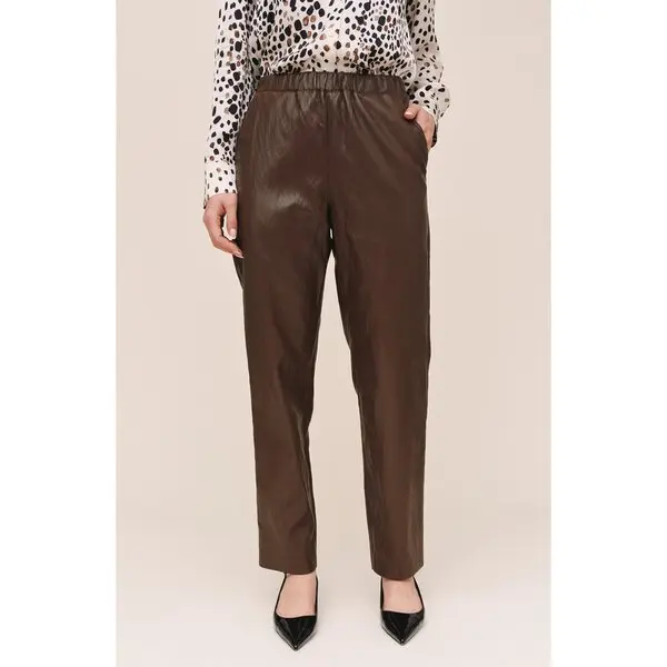 Bella Dahl Faux Leather Pull-on Pants - Cappuccino