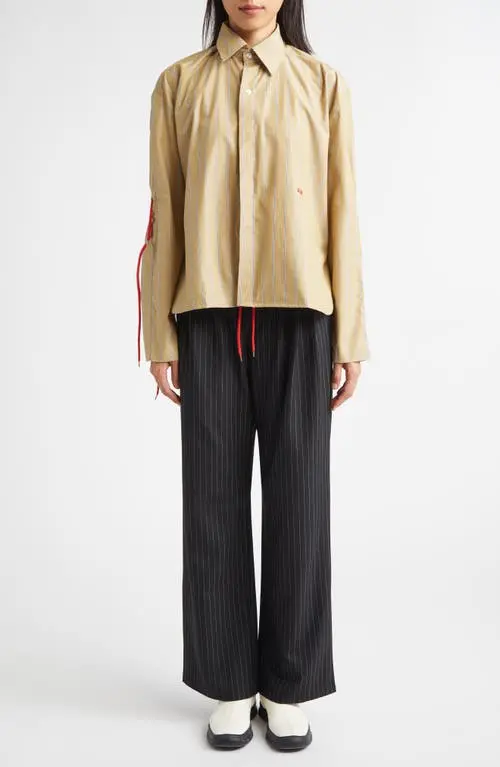 KÚR Circle Detail Striped Organic Cotton Button-up Shirt
