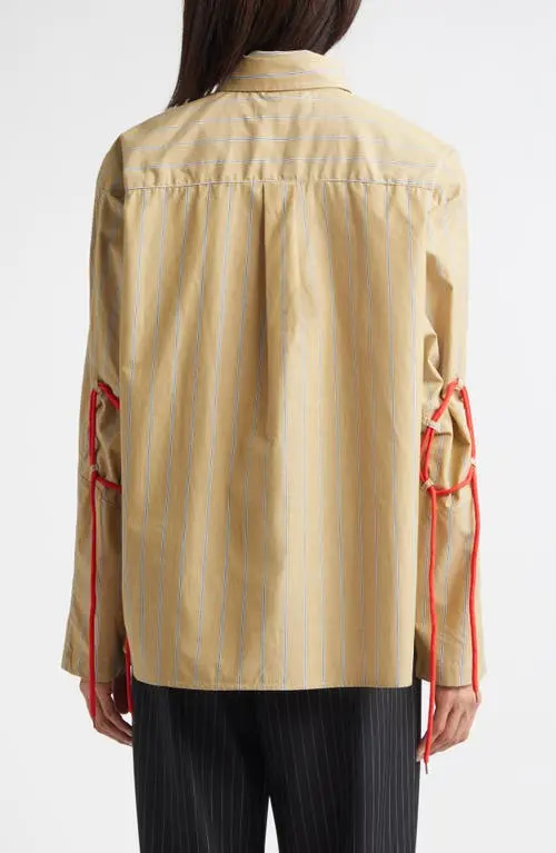 KÚR Circle Detail Striped Organic Cotton Button-up Shirt