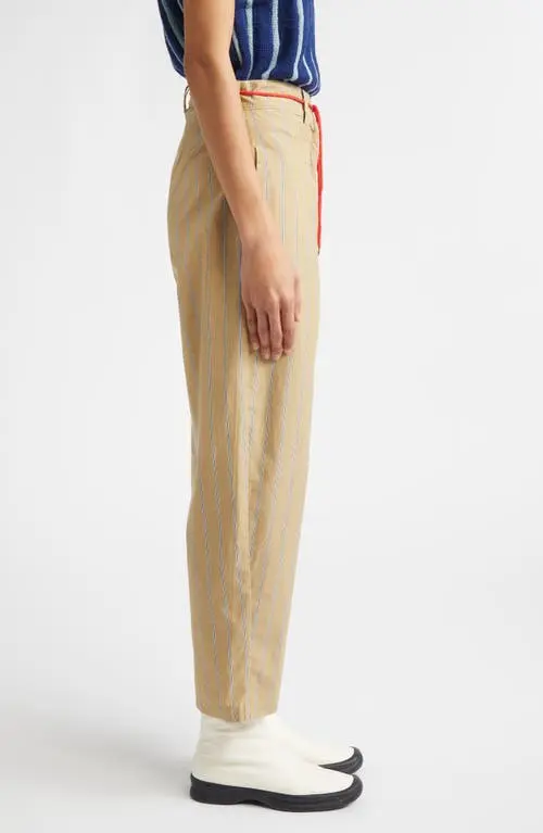 KUR Shoelace Stripe Pleated Straight Leg Pants