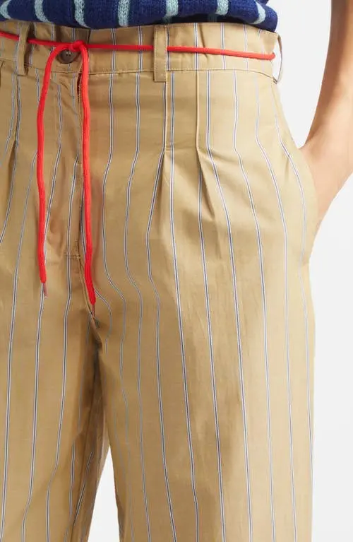 KUR Shoelace Stripe Pleated Straight Leg Pants